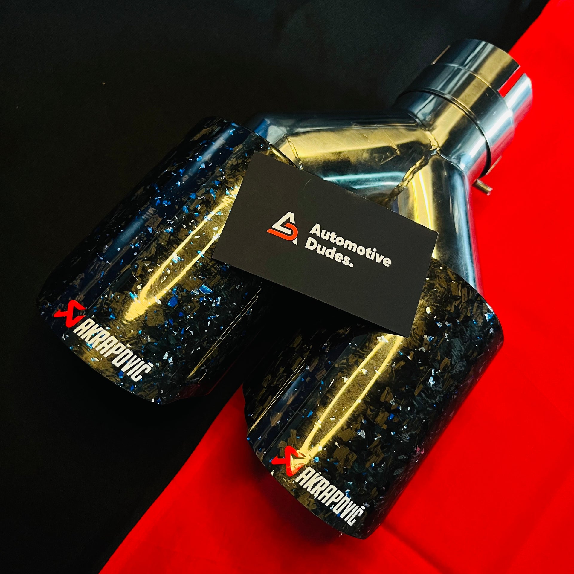 Akrapovic Dual Tip | Akra Blue Forged Carbon Dual Exhaust Tip ...