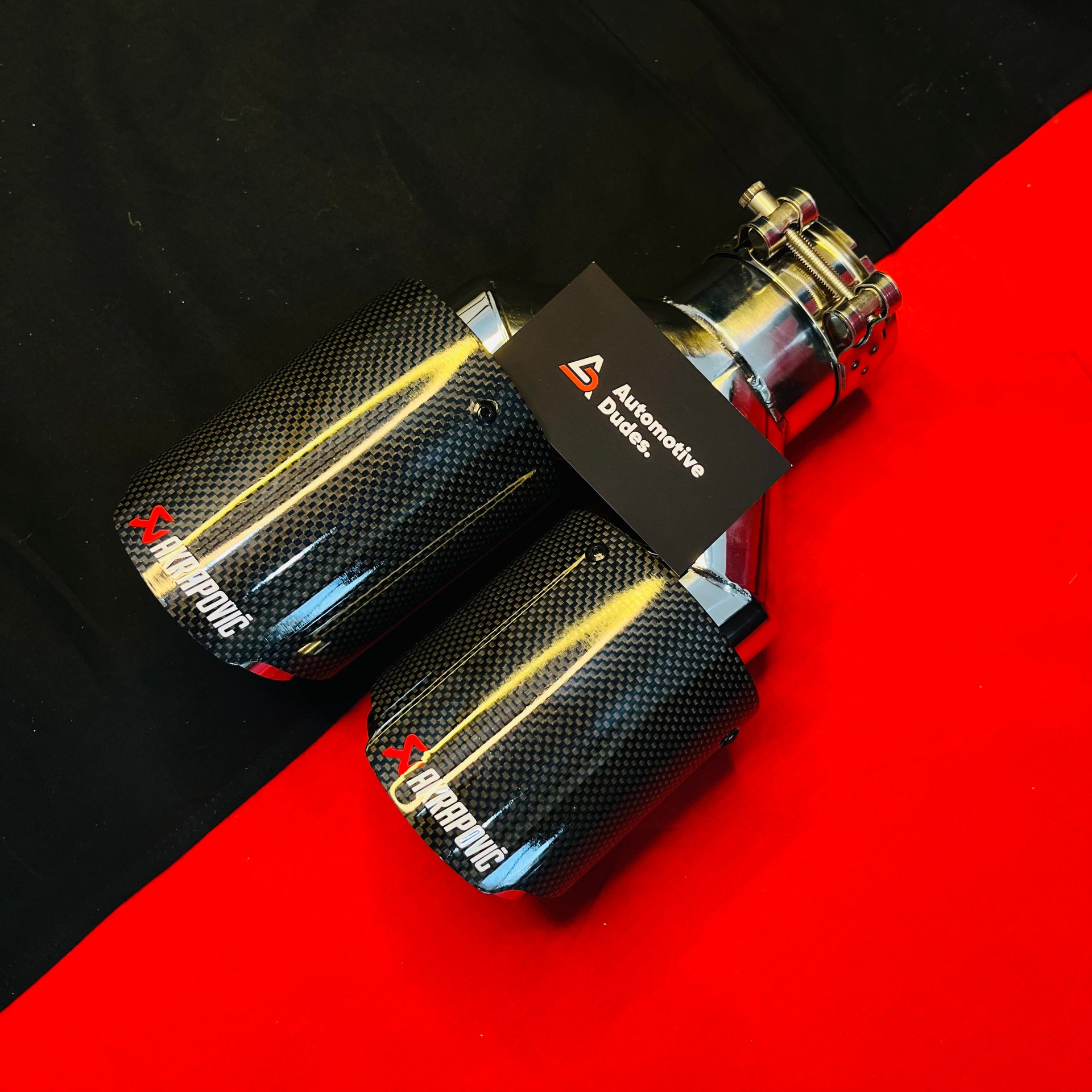 Akrapovic Dual Carbon Exhaust Tip | Sporty Carbon Finish - Automotive Dudes